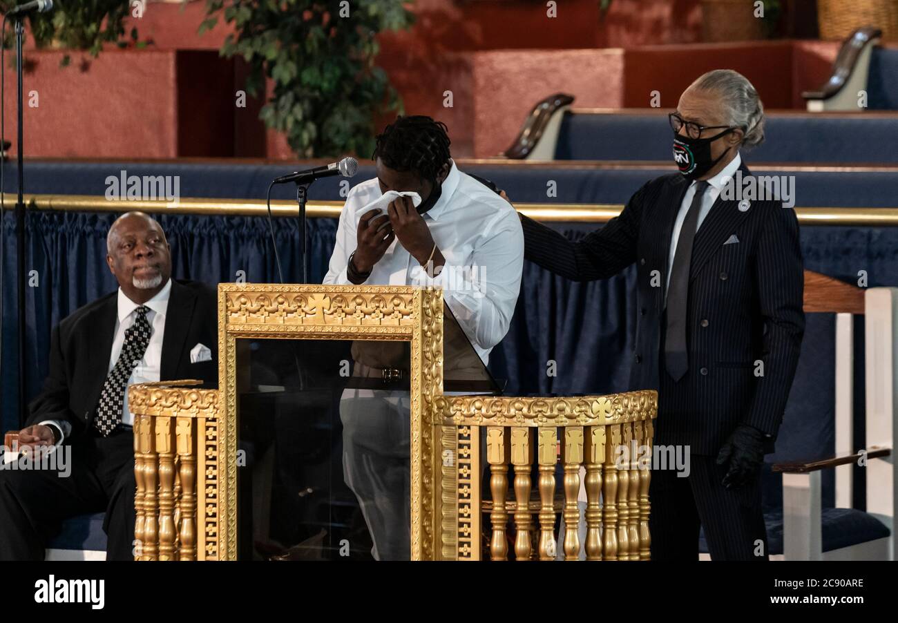 New York, NY - July 27, 2020: Father Davell Gardner Sr emotional speech ...