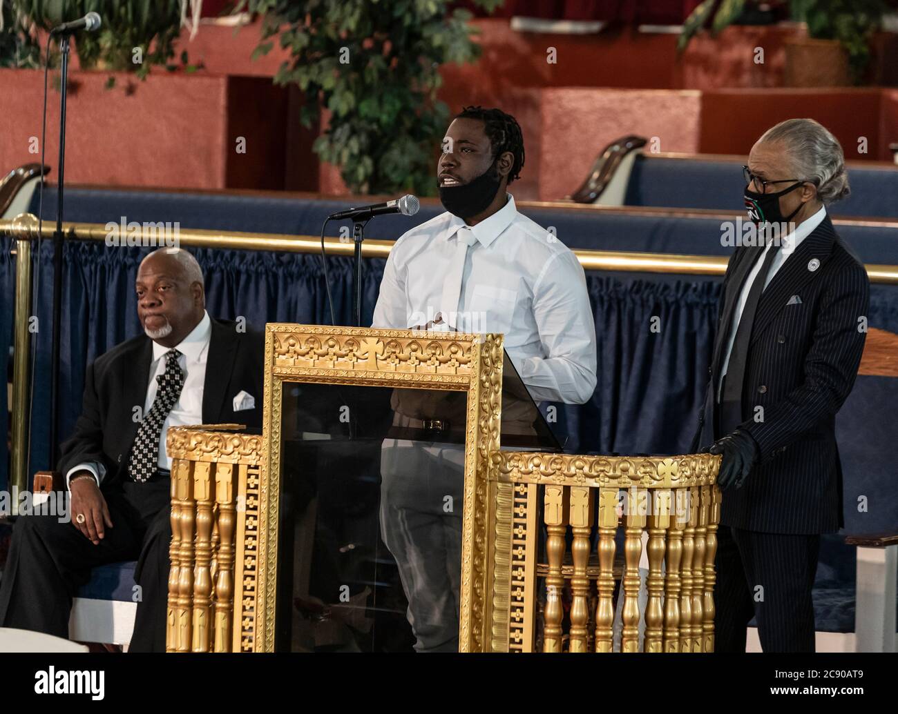 New York, NY - July 27, 2020: Father Davell Gardner Sr emotional speech ...