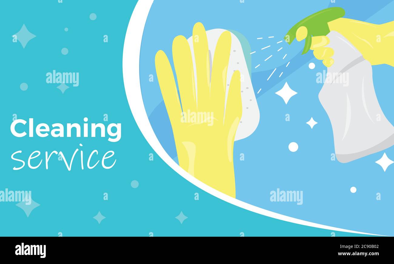Cleaning service banner. Housework poster - Vector illustration Stock ...