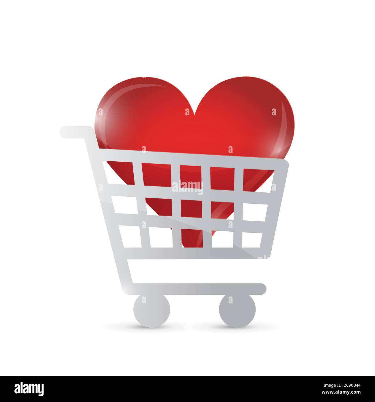 Shopping cart heart illustration design over a white background Stock ...