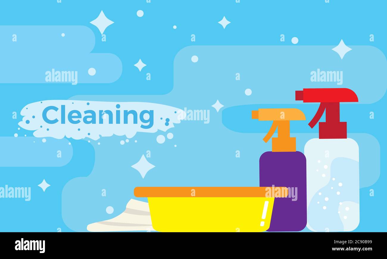 Cleaning products poster. Hygiene and cleaning poster - Vector Stock ...