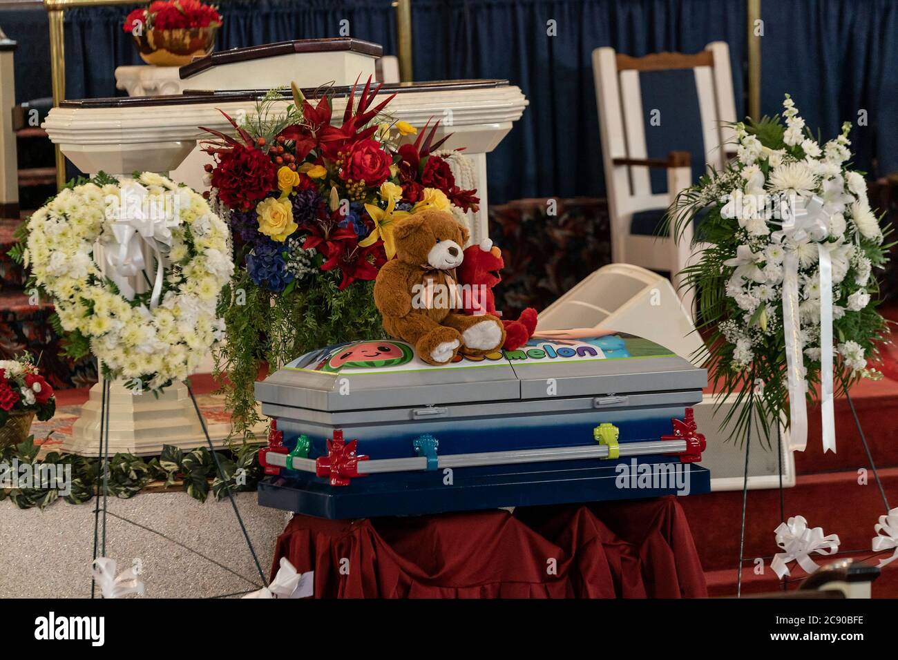 New York, United States. 27th July, 2020. Two stuffed animals sit on ...