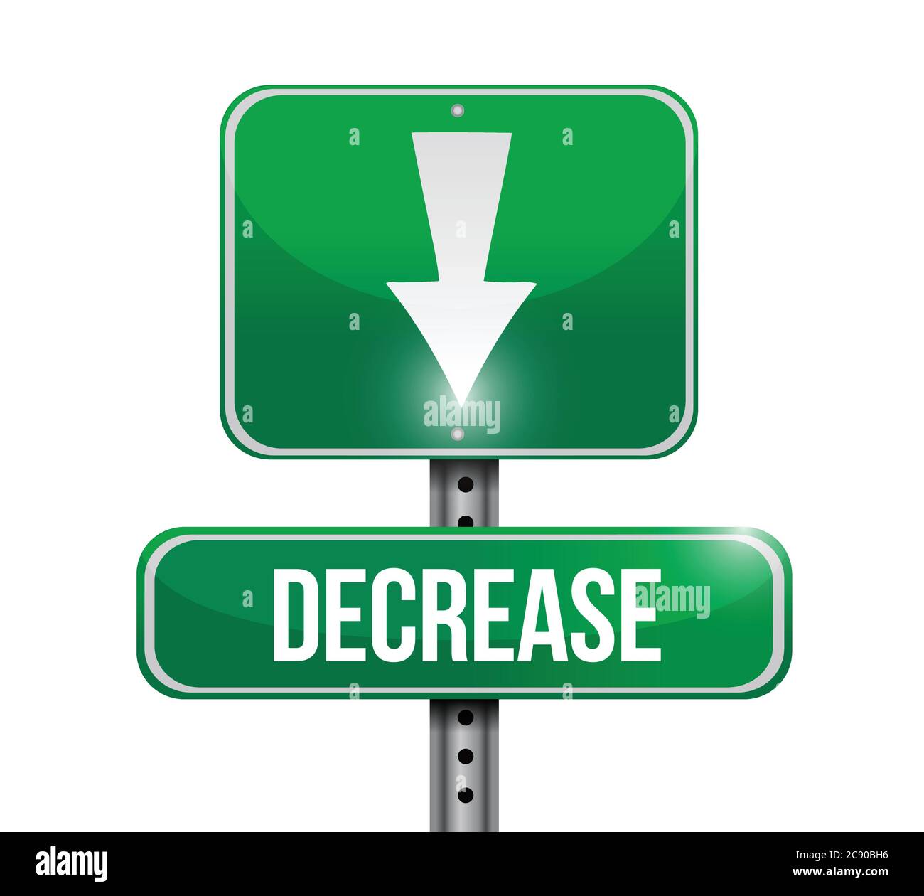 Decrease road sign illustration design over a white background Stock ...