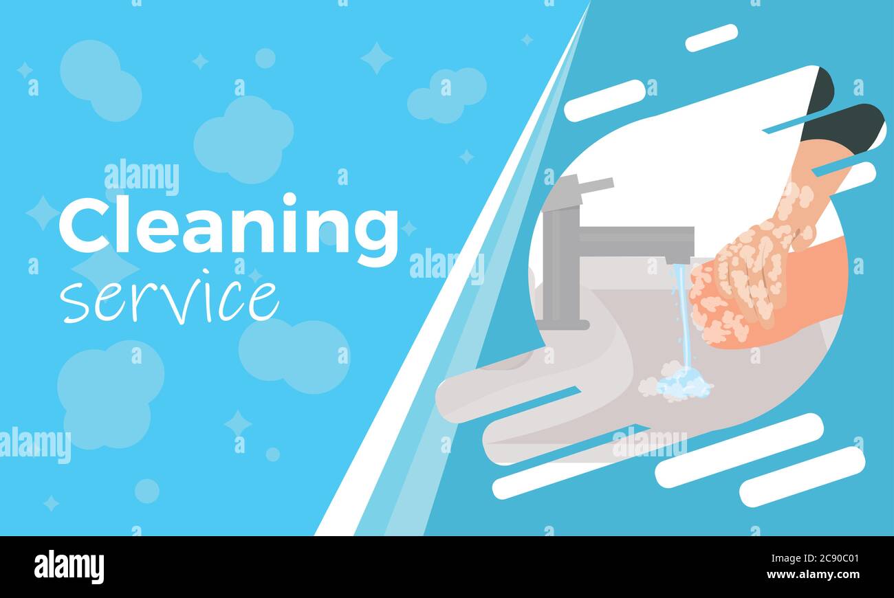 Cleaning service banner. Housework poster - Vector illustration Stock ...