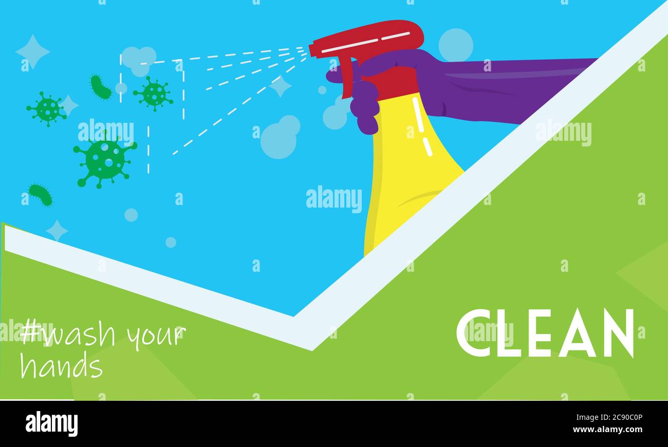 Cleaning service banner. Coronavirus prevention. Cleaning products ...