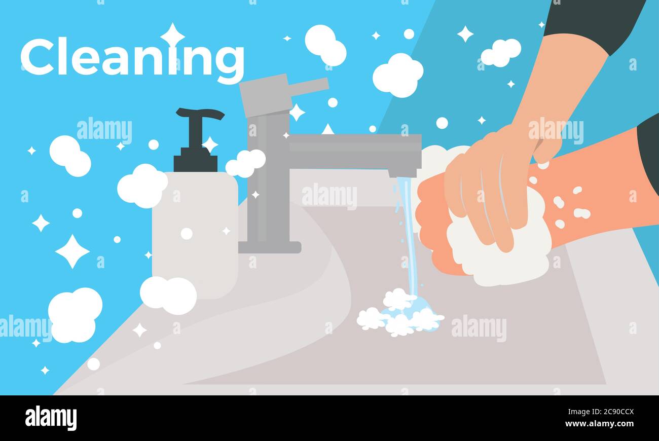 Hand washing banner. Hygiene and cleaning poster - Vector Stock Vector ...