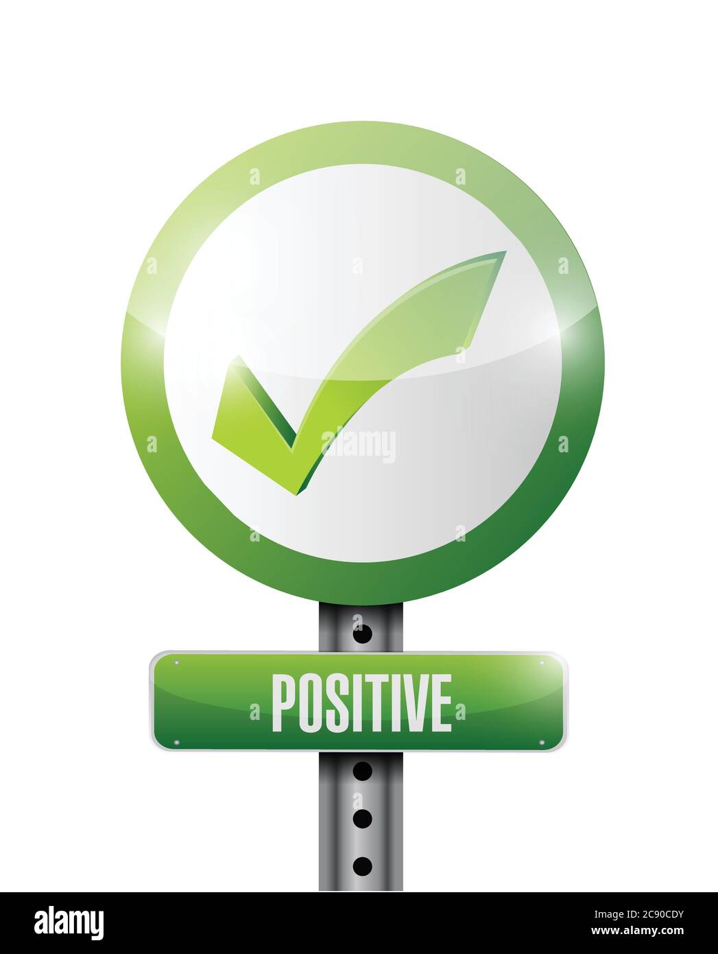 Positive check mark road sign illustration design over a white ...