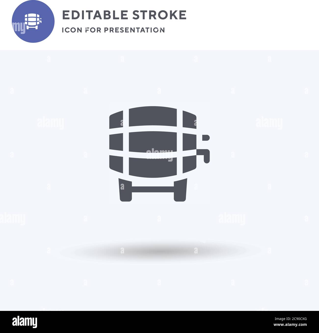 Barrel icon vector, filled flat sign, solid pictogram isolated on white ...