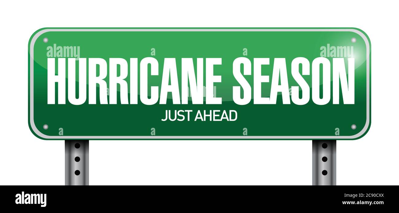 Hurricane season just ahead road illustration design over a white ...