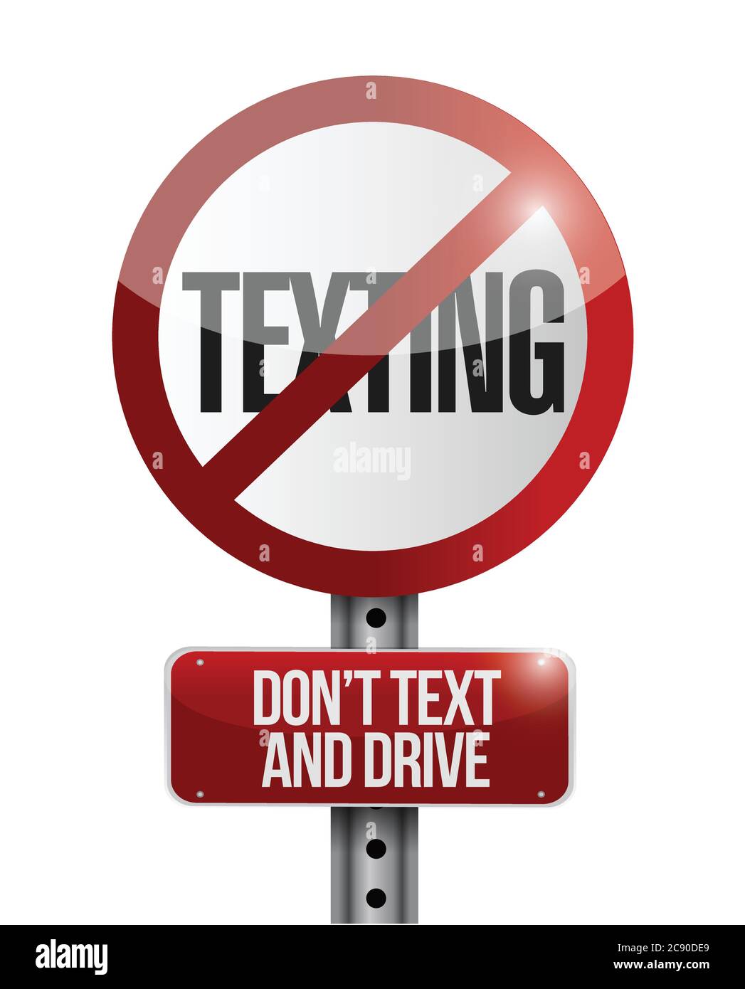 No texting road sign illustration design over a white background Stock ...