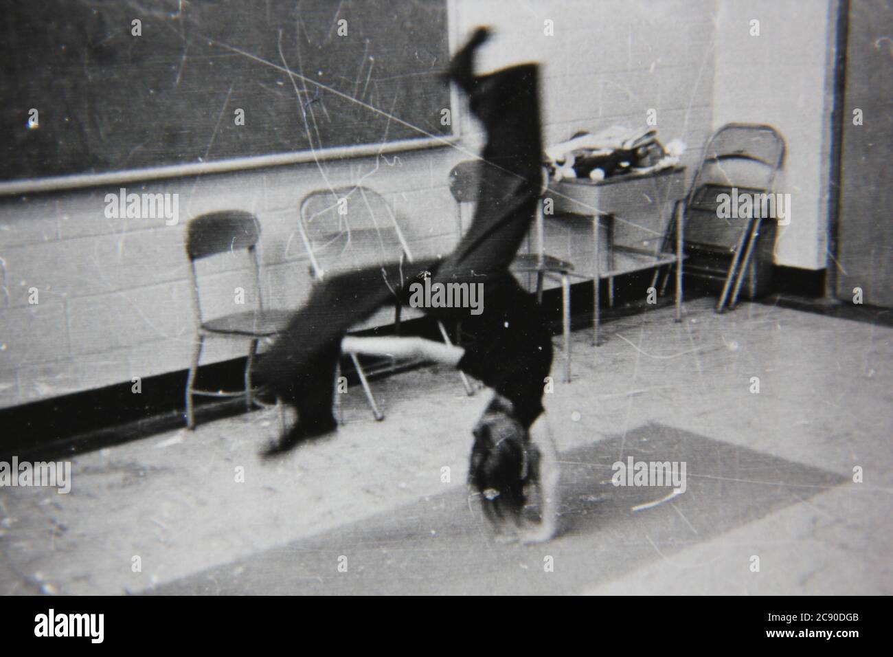 Fine 1970s vintage black and white photography of a girl doing ...