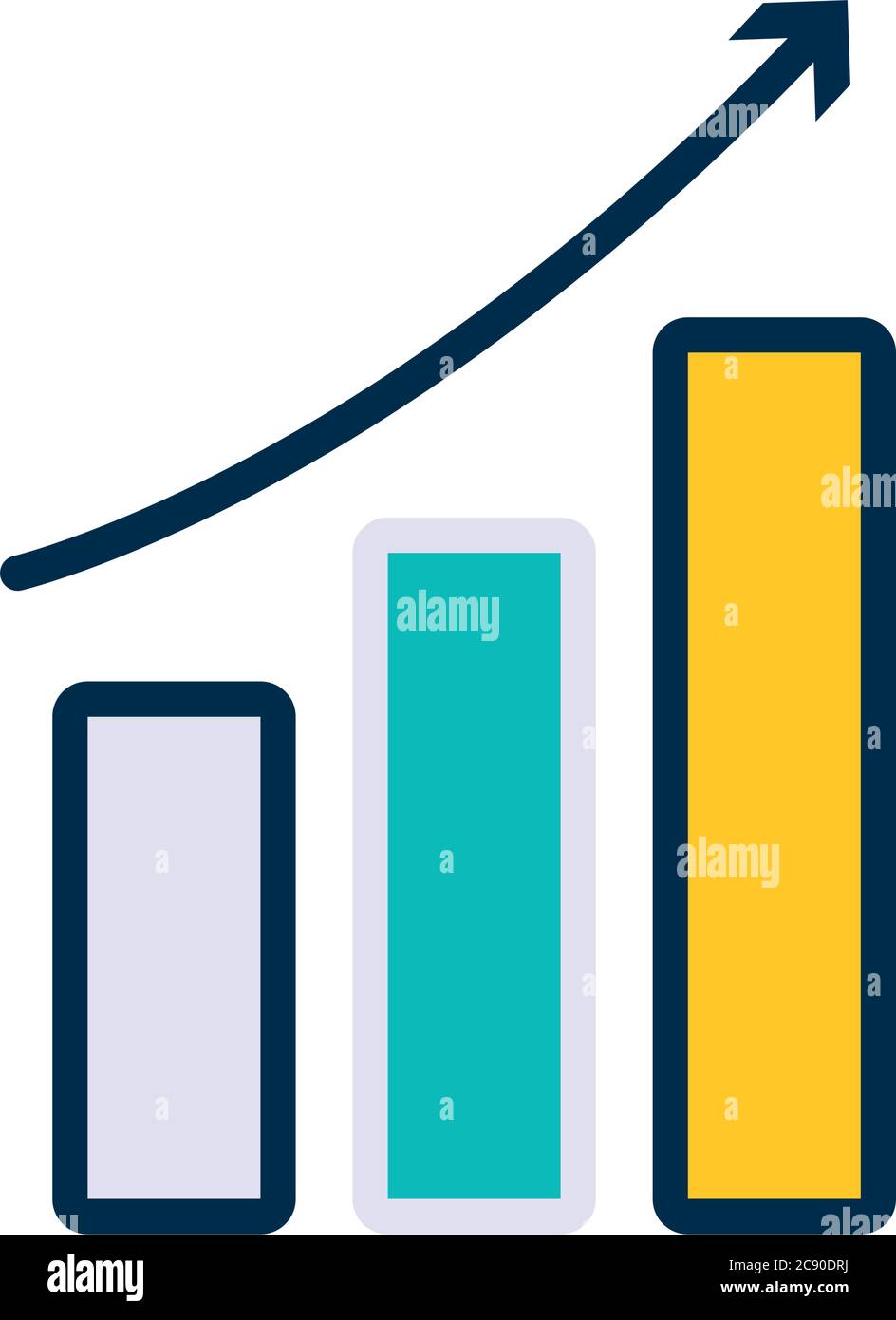 graphic bar chart icon over white background, line and fill style ...