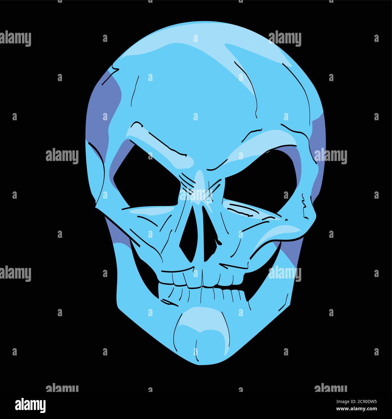 Skull vector drawing isolated on black for t-shirts or posters Stock ...