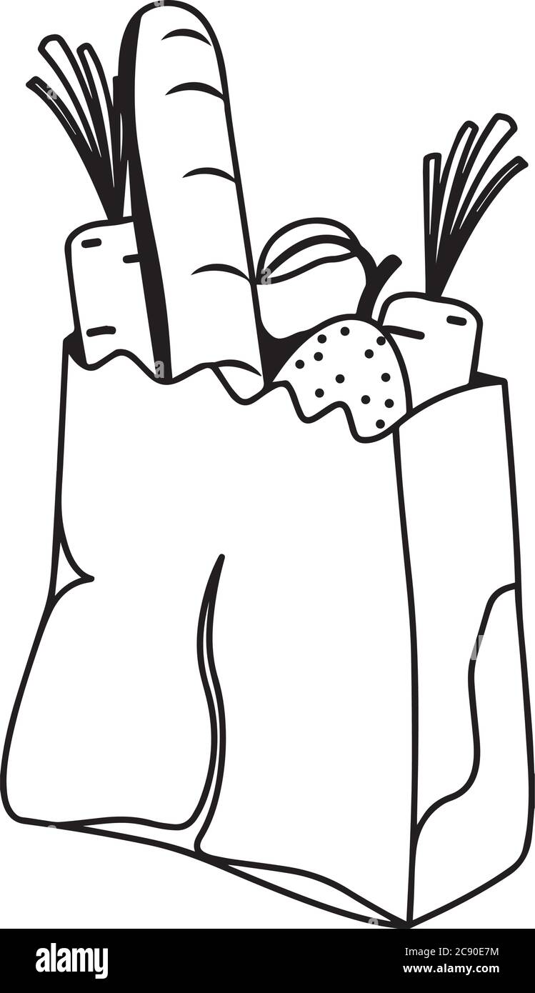 Grocery bag icon. Shopping bag with food - Vector Stock Vector Image ...