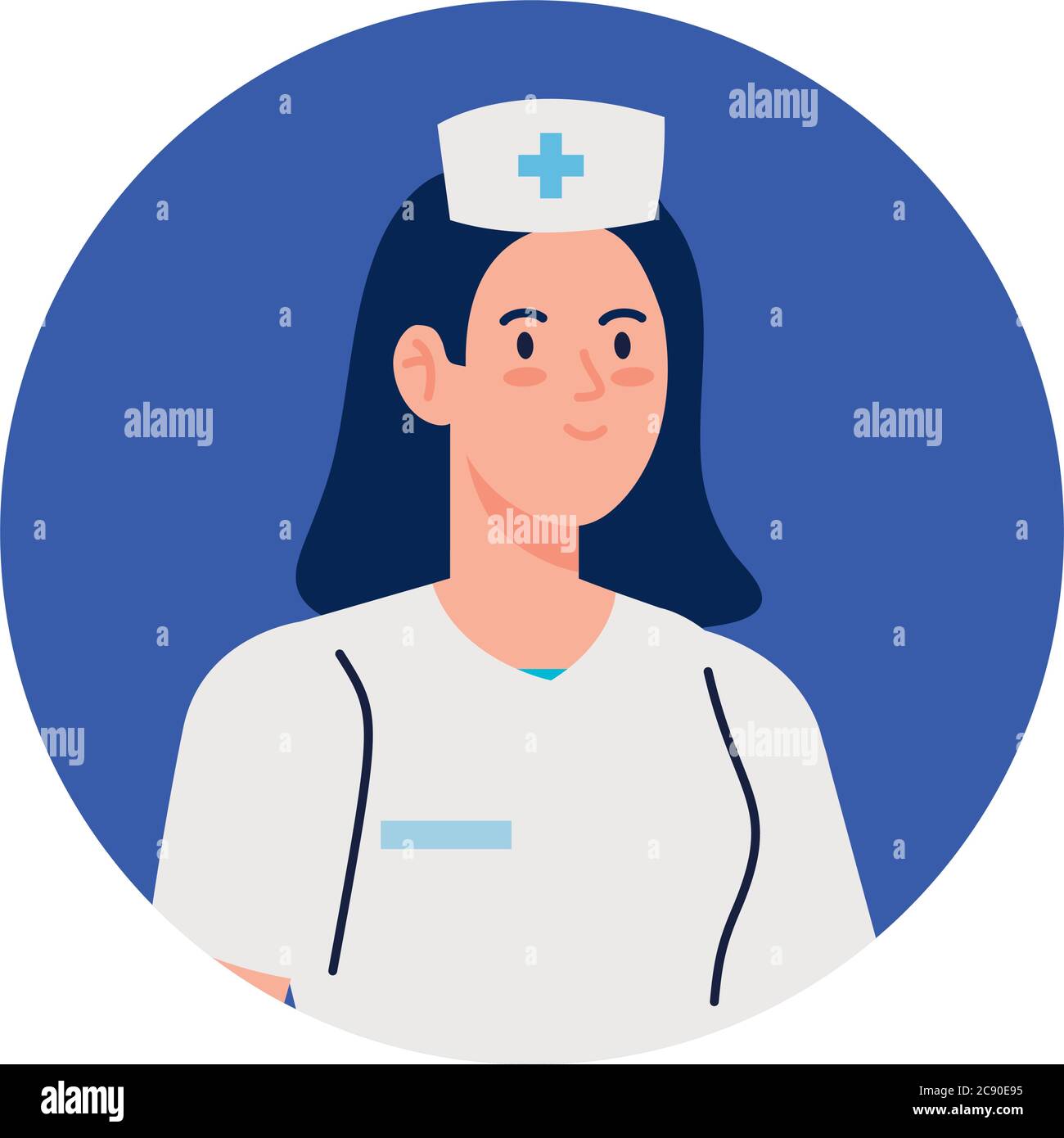 nurse with uniform, female nurse in frame circular Stock Vector Image ...
