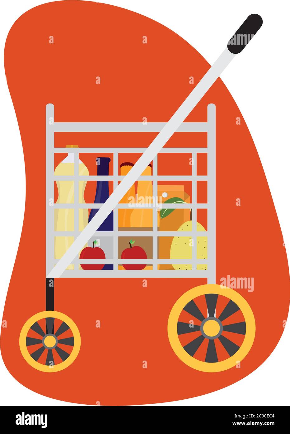 Supermarket trolley with groceries Stock Vector Images - Alamy