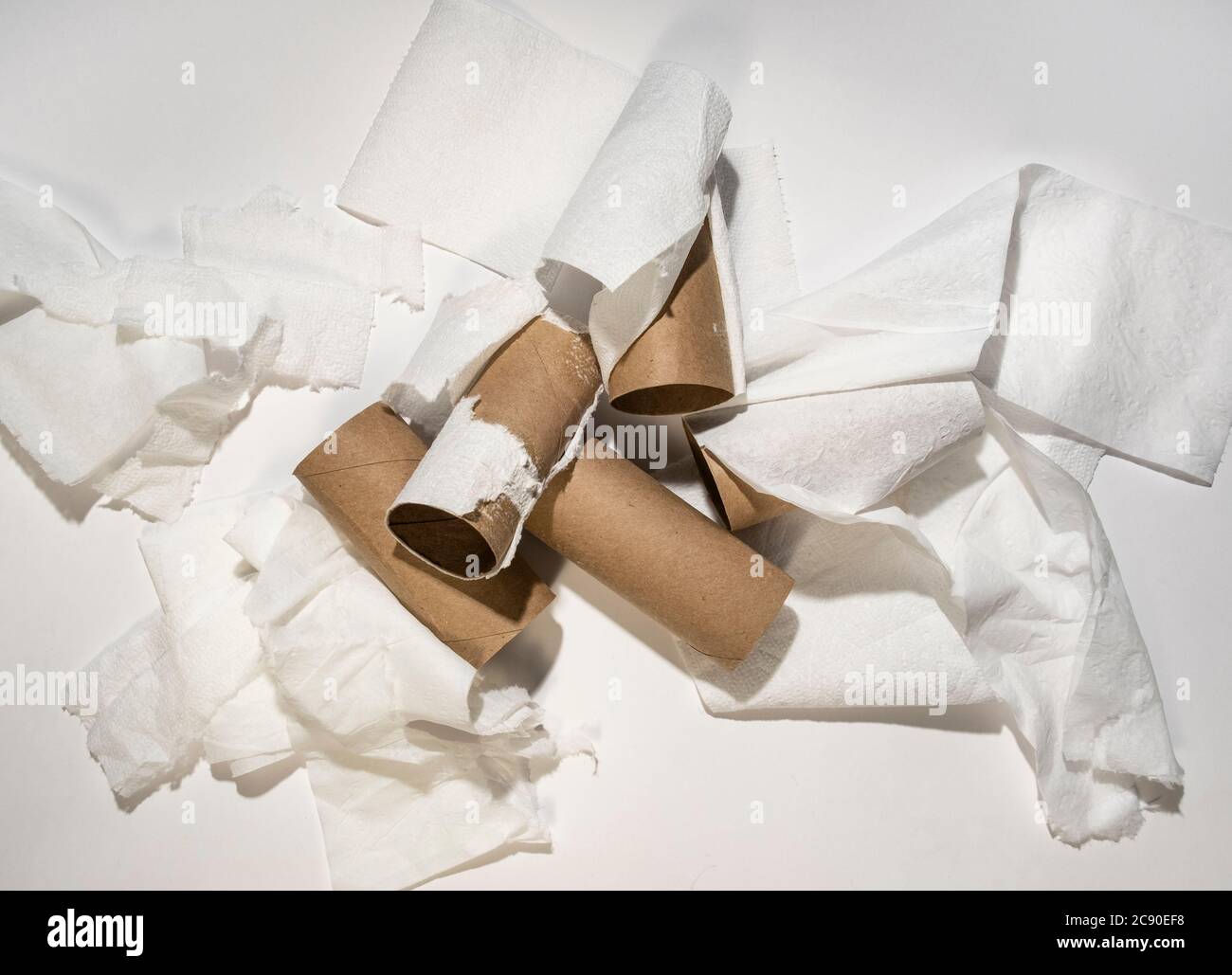 Messy toilet paper rolls Stock Photo - Alamy