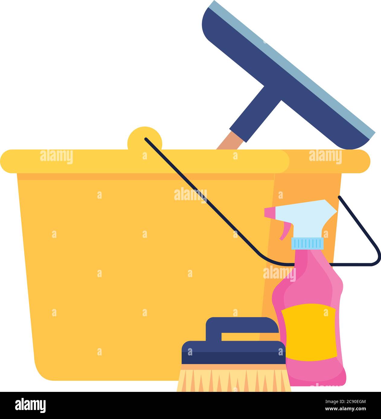 cleaning service, bucket with cleaning tools, on white background Stock ...