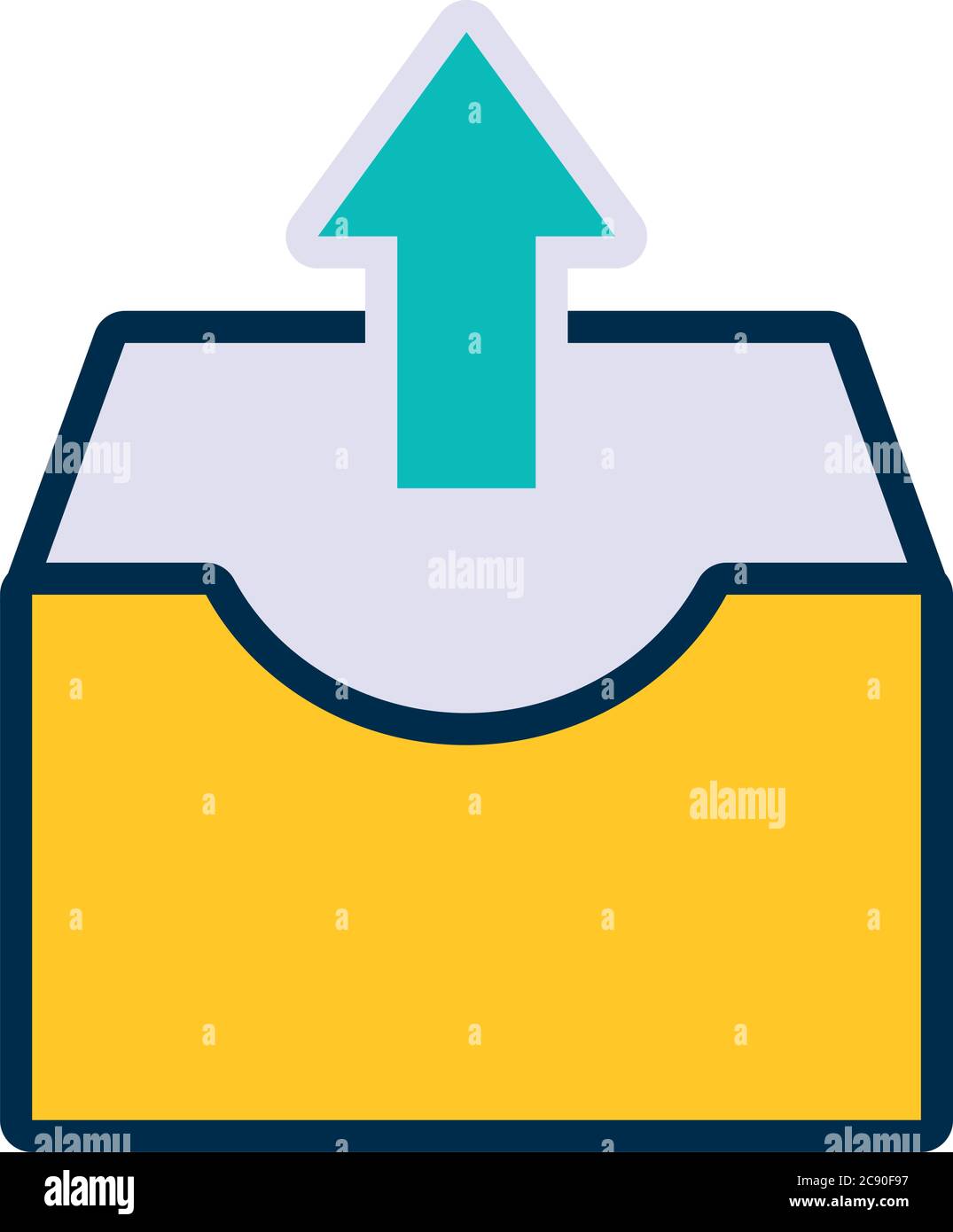 inbox icon image over white background, line and fill style, vector ...