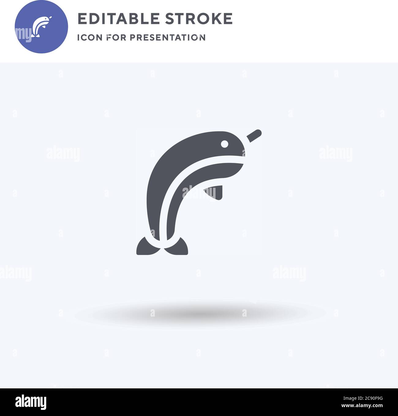Narwhal icon vector, filled flat sign, solid pictogram isolated on ...