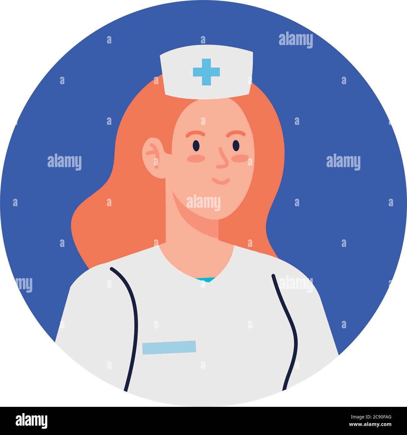 nurse with uniform, female nurse in frame circular Stock Vector Image ...