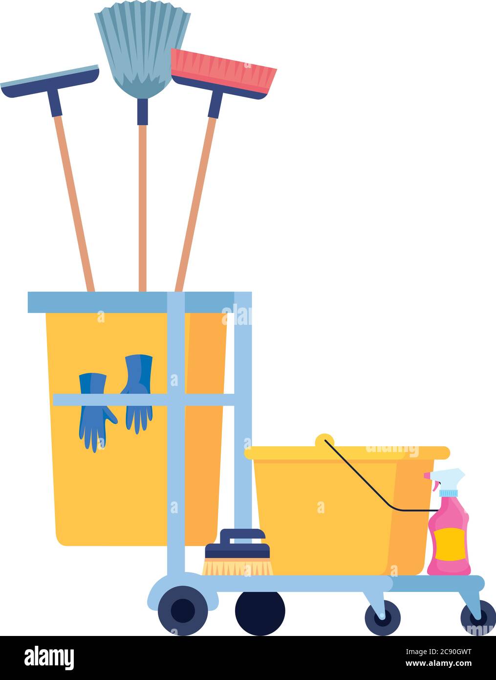 cleaning trolley with equipment icons Stock Vector Image & Art - Alamy
