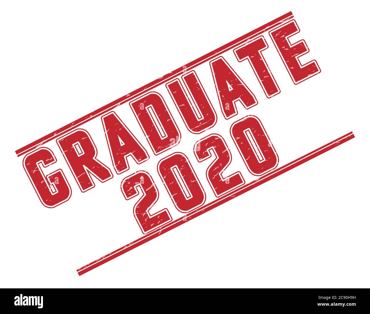 Stamp GRADUATE 2020 with scuff on a white background. The grunge style ...