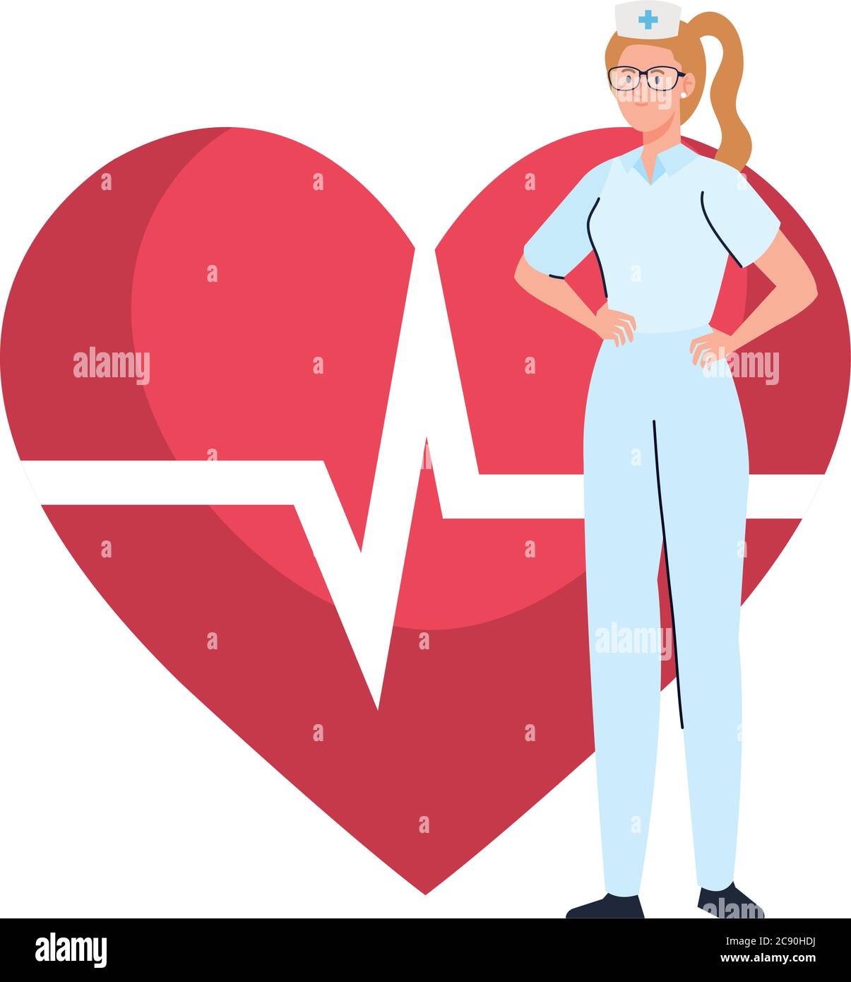 nurse with heart pulse on background Stock Vector Image & Art - Alamy