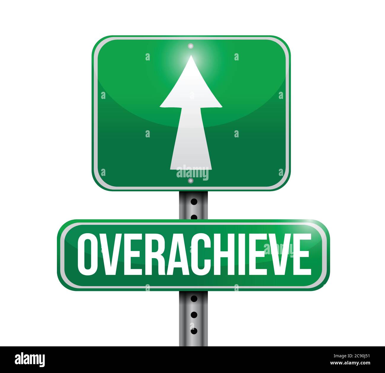 Overachieve road sign illustration design over a white background Stock ...