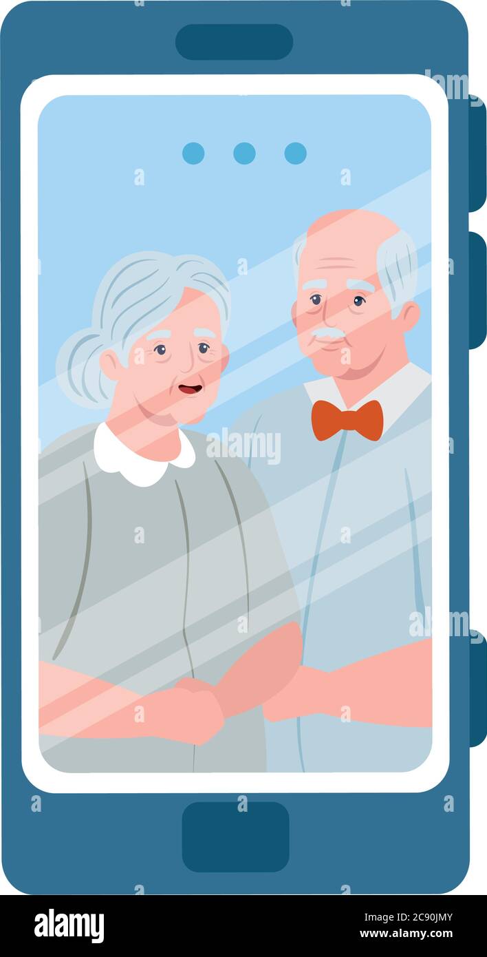Old man smartphone video call Stock Vector Images - Alamy