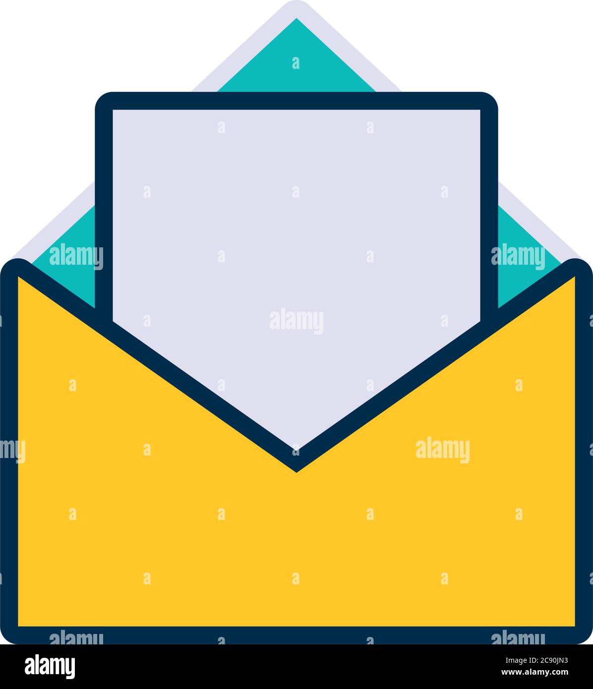 document envelope icon over white background, line and fill style ...