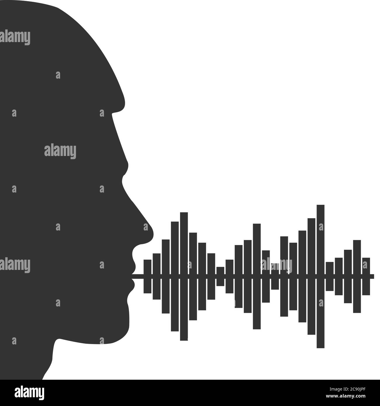 Male voice spectrum. Male head silhouette and voice spectrum. Vector ...