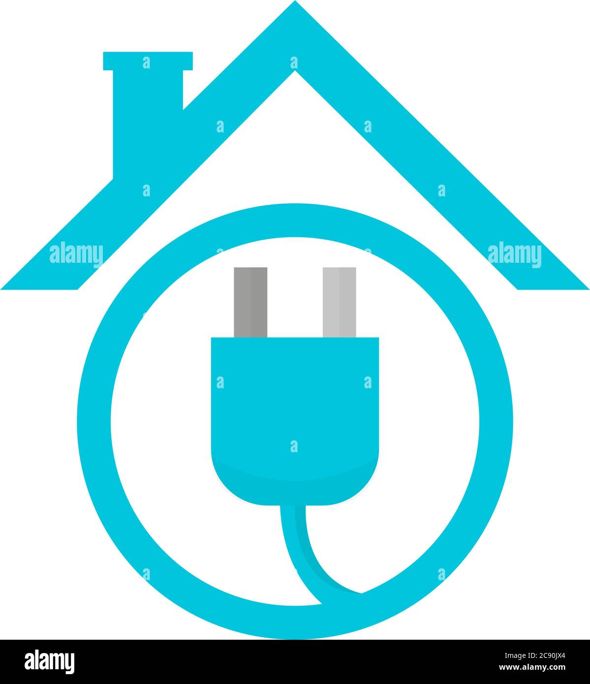 House roof and power cord. Electricity symbol icon - Vector Stock ...
