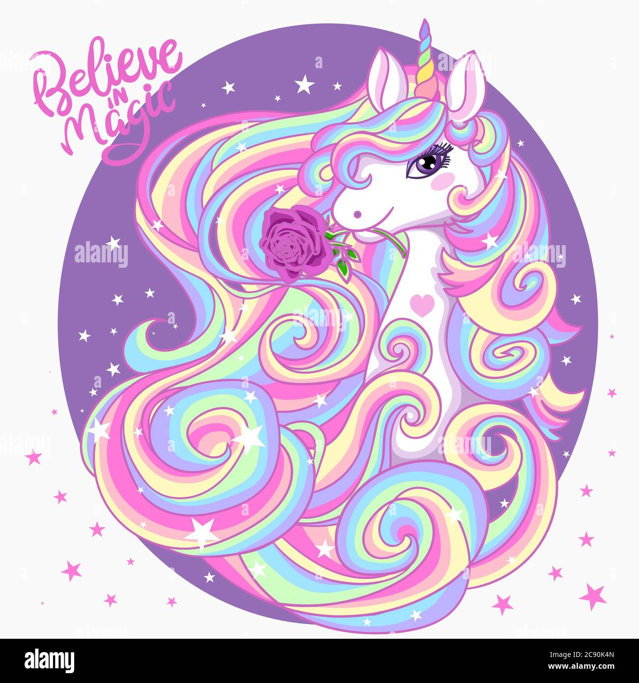 Cute unicorn card in Cut Out Stock Images & Pictures - Alamy