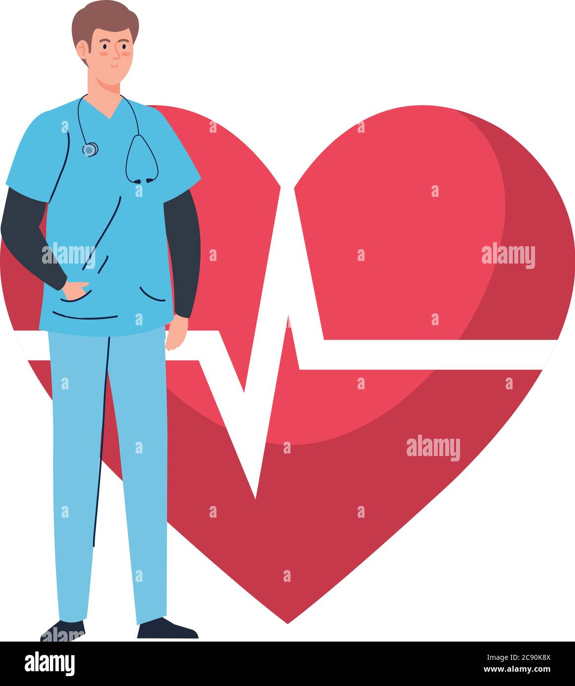 professional doctor with heart pulse on background Stock Vector Image ...