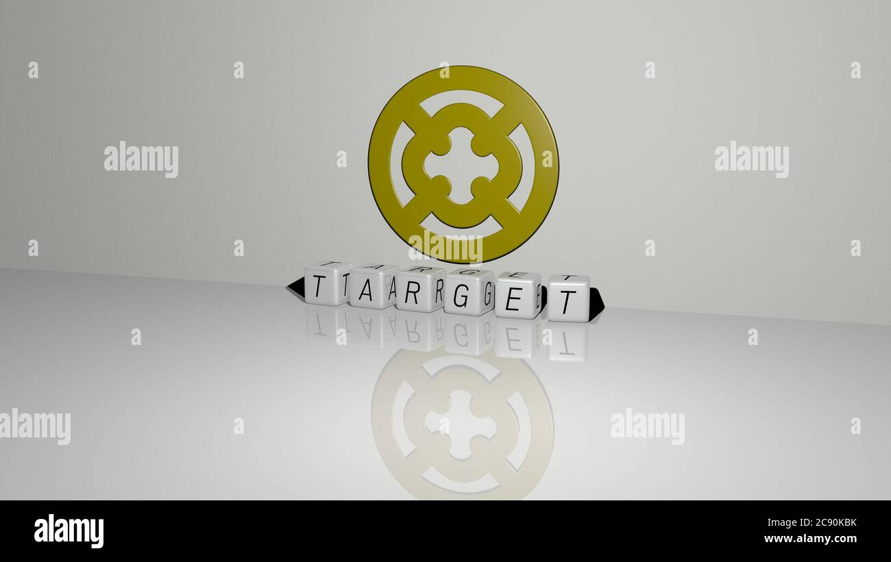 3D representation of TARGET with icon on the wall and text arranged by ...