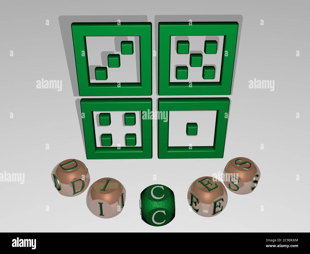 3D illustration of DICES graphics and text around the icon made by ...