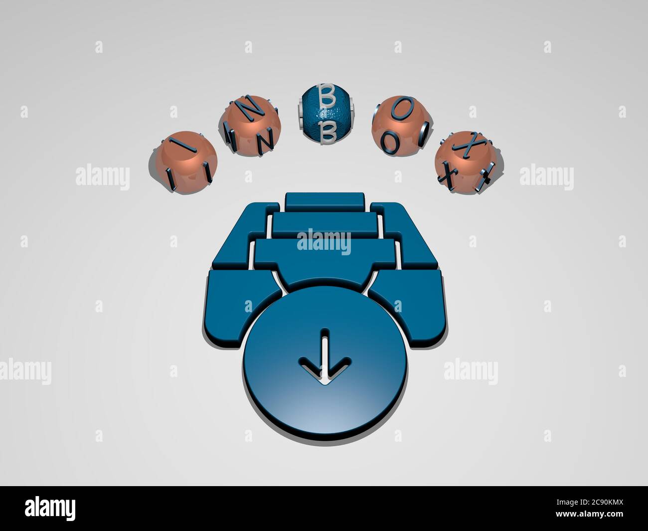 3D graphical image of inbox vertically along with text built around the ...