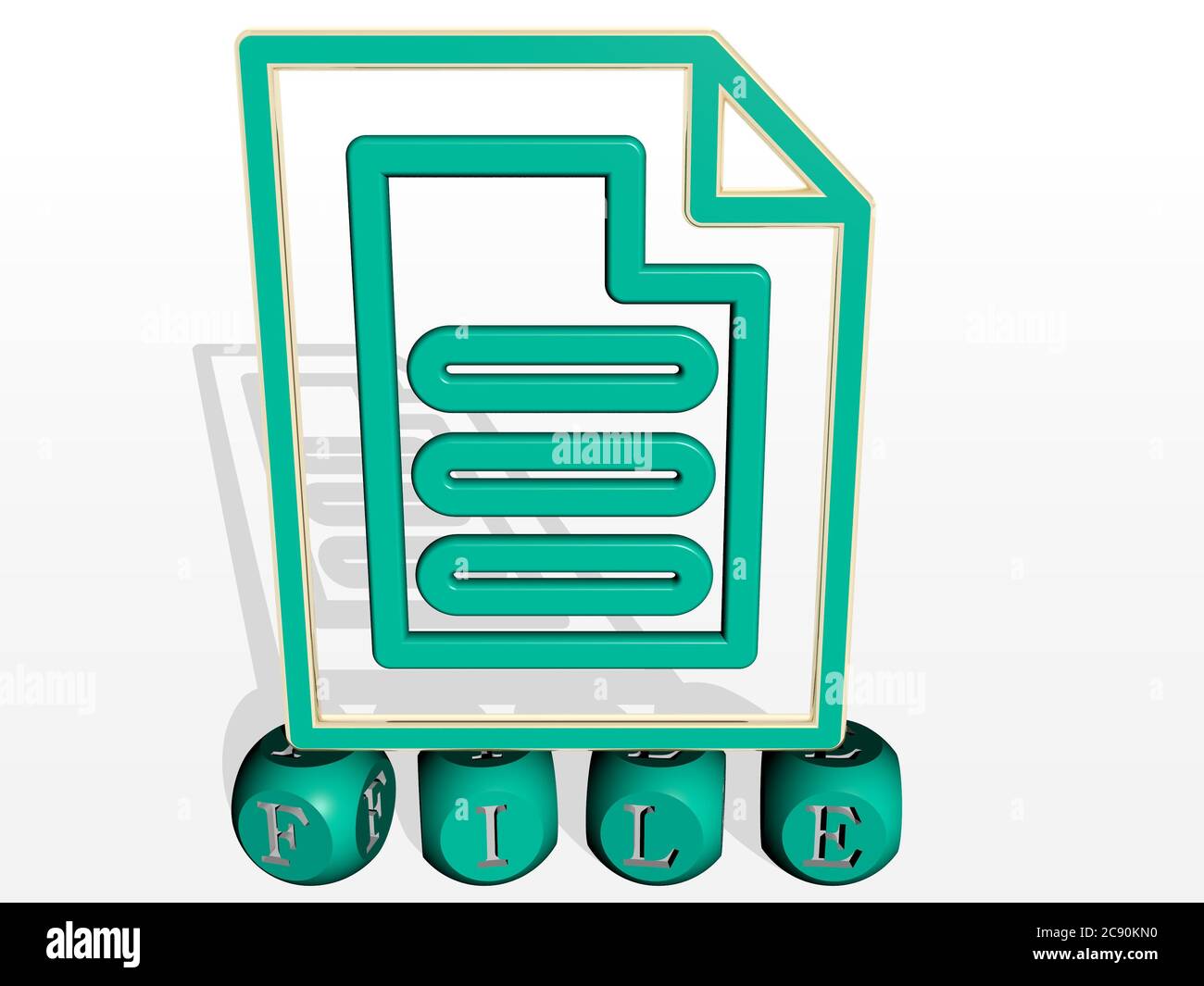 3D illustration of file graphics and text made by metallic dice letters ...