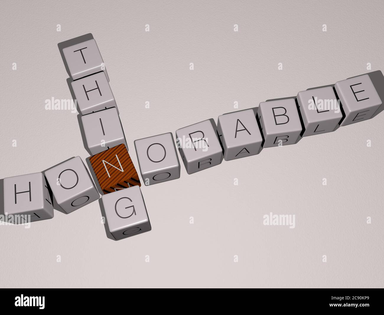 combination of HONORABLE THING built by cubic letters from the top ...