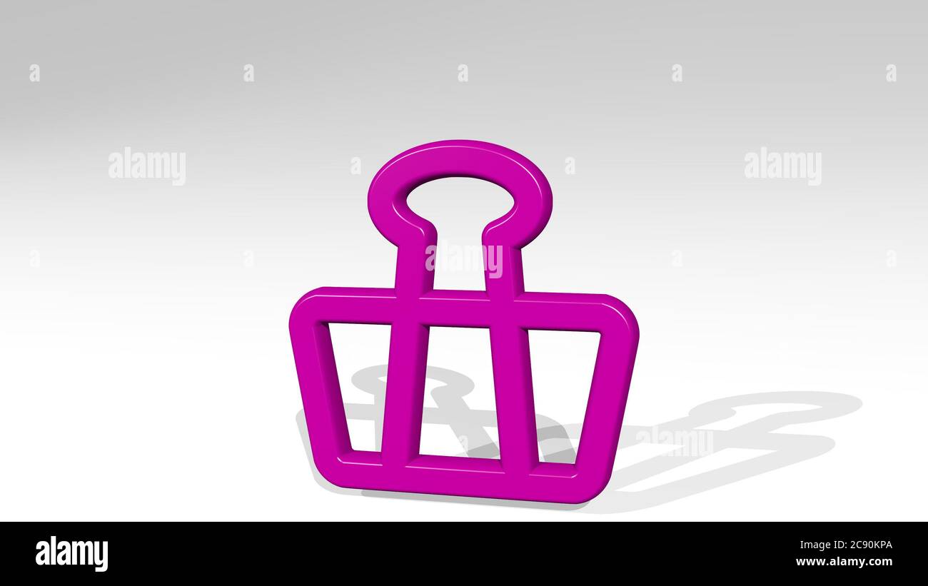 office clipper made by 3D illustration of a shiny metallic sculpture ...