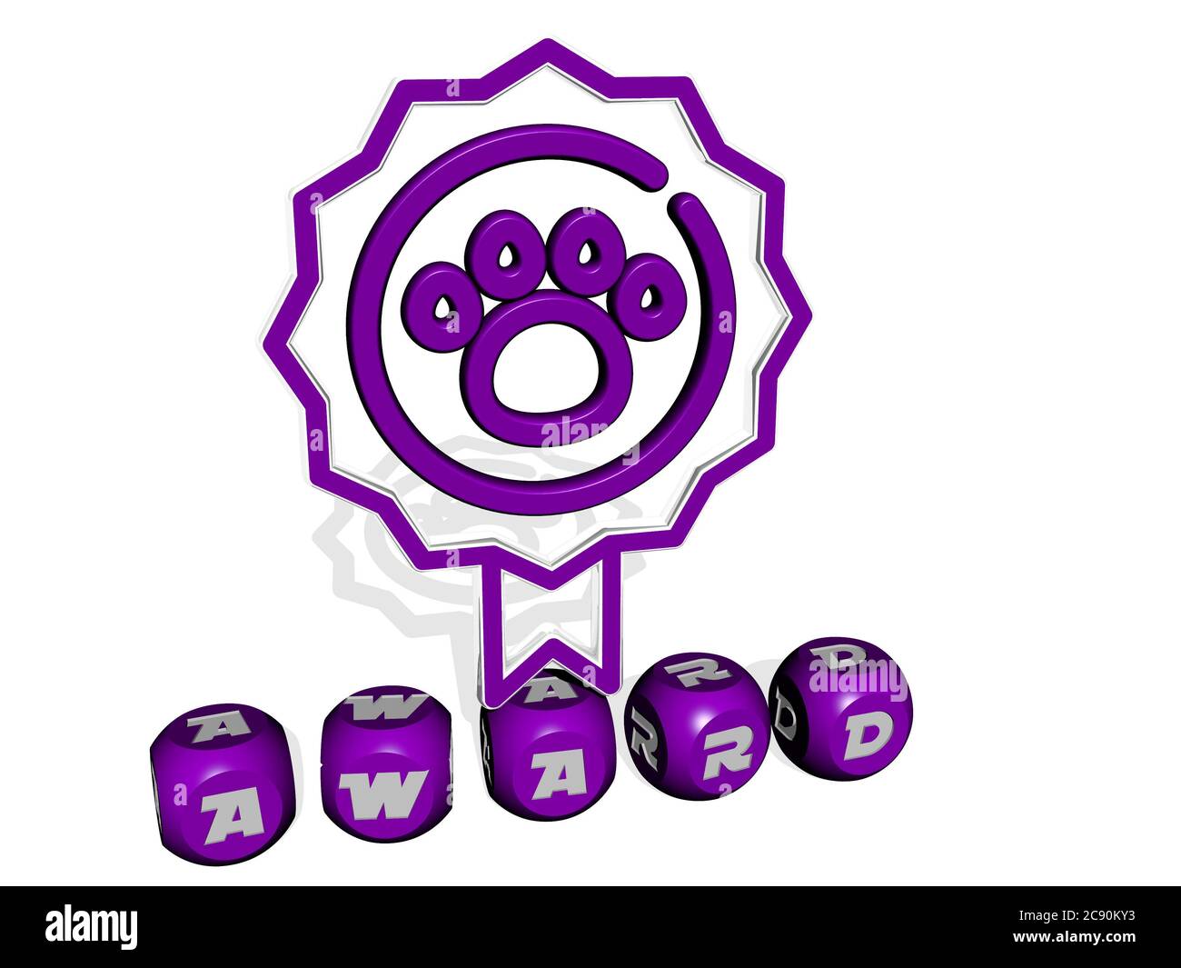 3D illustration of AWARD graphics and text made by metallic dice ...