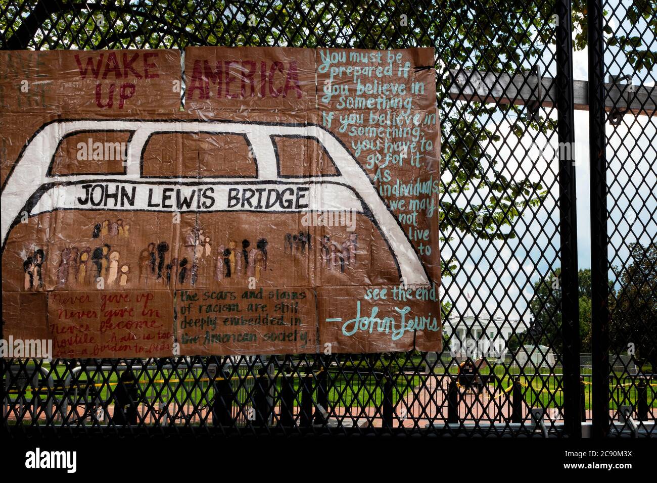Protest art in tribute to John Lewis, hero of civil rights movement, on ...