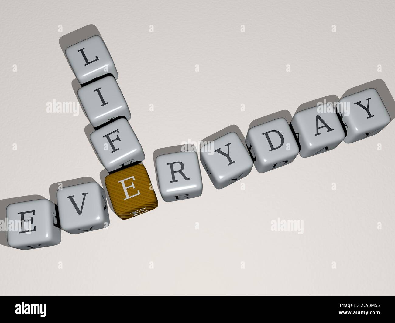 combination of EVERYDAY LIFE built by cubic letters from the top ...