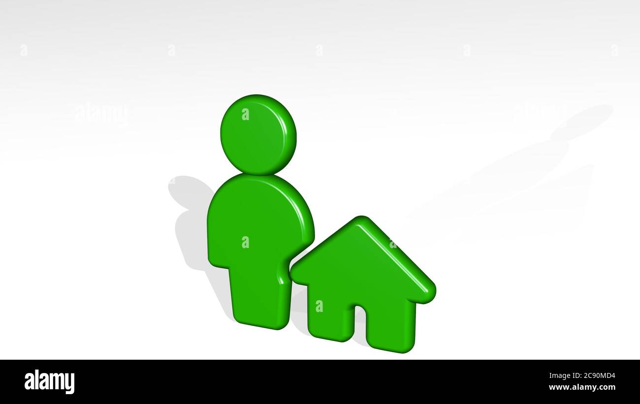 SINGLE NEUTRAL ACTIONS HOME made by 3D illustration of a shiny metallic ...