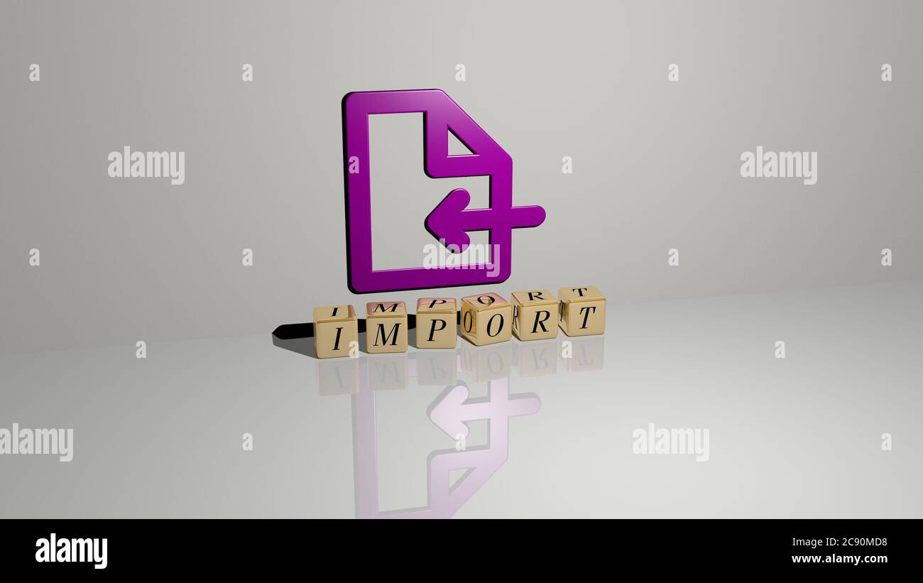 3D graphical image of IMPORT vertically along with text built by ...