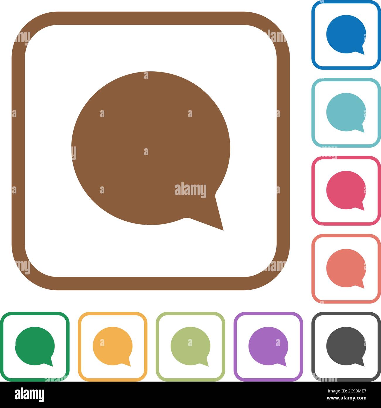 Chat simple icons in color rounded square frames on white background Stock Vector Image & Art ...