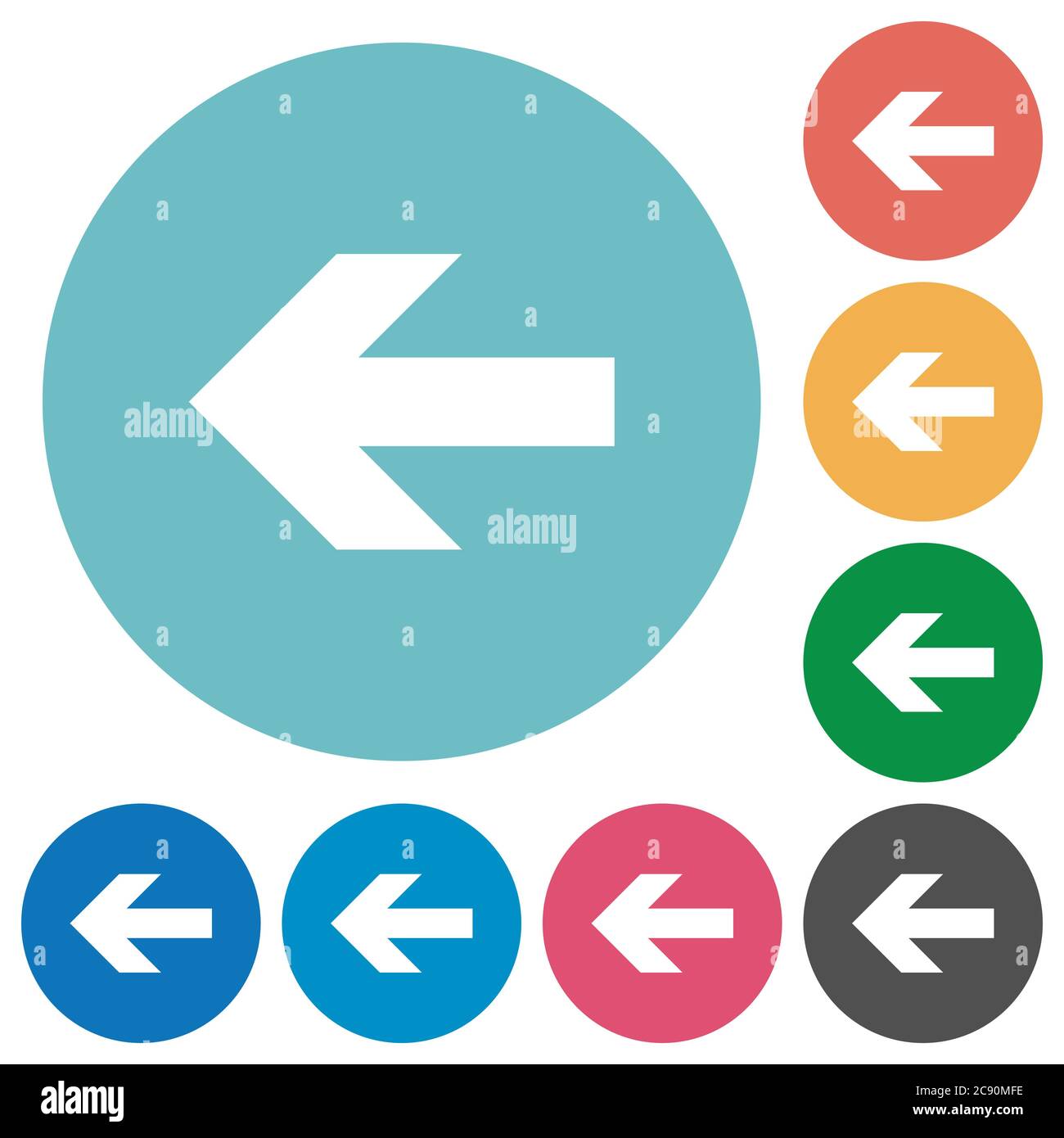 Left arrow white flat icons on color rounded square backgrounds Stock ...
