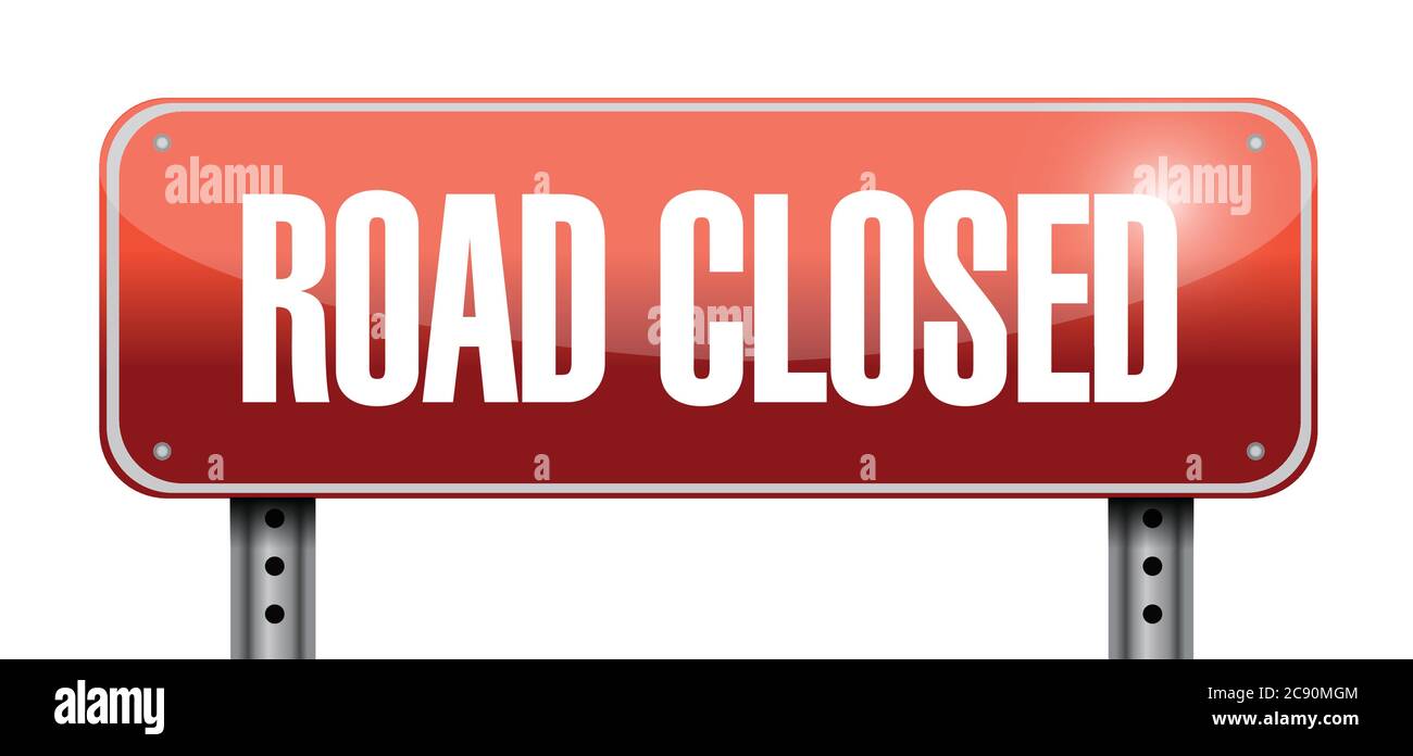 Road closed road sign illustrations design over a white background ...