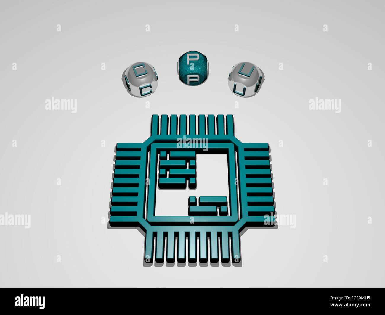 3D graphical image of cpu vertically along with text built around the ...